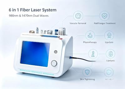 China 6 IN 1 Multifunctional Fiber Laser Platform  980nm 1470nm for Fat Melting, Vascular Removal, Nail Fungus Treatment, Physiotherapy for sale