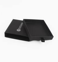 China Black Rigid Jewelry Cardboard Box Sliver Hot Stamping With Paper Drawer for sale