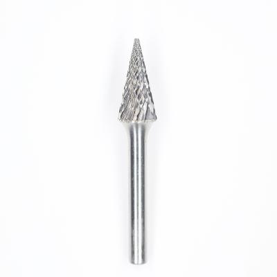 China SM-5 28 Degree Pointed Cone Shape Double Cut Standard Carbide Burr With 1/4''Shank For Die Grinder Drill Bit for sale