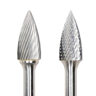 China 12mm Dia SG Tree Point End Double Cut Carbide Burr 6mm Shank Carbide Burrs For Die Grinder for sale