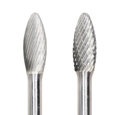 China 8mm*20mm H Flame Tungsten Carbide Rotary File 6mm Shank Flame Shape Single Cut Rotary Burr for sale