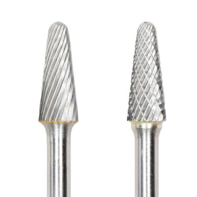 China Flute Type Single Cut 12mm*28mm SL Taper Shape With Radius End Burr 6mm Shank Cut Length 28mm for Die Grinder Drill Bit for sale