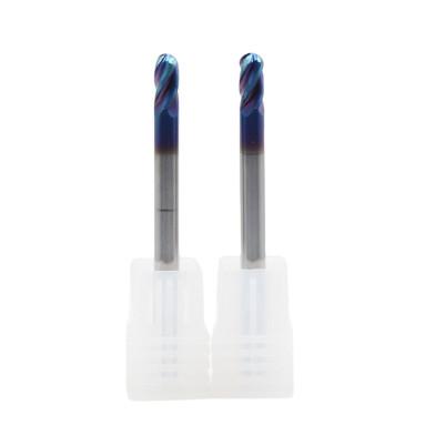 China Roughing Machining 4 Flutes HRC 65 R2*4*8*4*75 TiAISiN Coated Carbide Ball Nose End Mill for sale