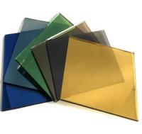 China Blue Tinted Tempered Glass 10mm 12mm Coated With Yellow Brown Green for sale