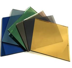 China Blue Tinted Tempered Glass 10mm 12mm Coated With Yellow Brown Green for sale