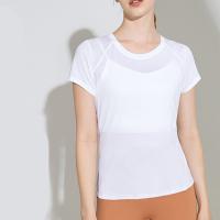 China Green Nylon Ladies Yoga Tops Women Fitness Short Sleeve T Shirts for sale