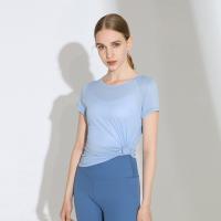 China Green Nylon Ladies Yoga Tops Women Fitness Short Sleeve T Shirts for sale
