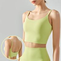 China Solid Color Female Fitness Sports Bra Thin Belt Breathable Yoga Vest With Breast Pad for sale