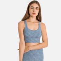 China U Shape Neck Cross Back Stripe Womens Sports Bra Shockproof Gathering for sale