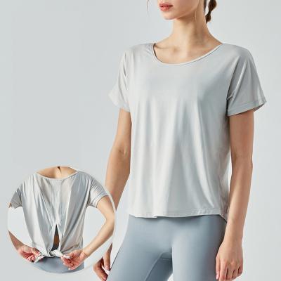 China Lightweight Fitness Top Sports T Shirt Ladies Short Sleeve Quick Drying Yoga Blouse for sale