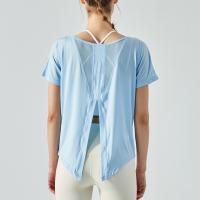 China Lightweight Fitness Top Sports T Shirt Ladies Short Sleeve Quick Drying Yoga Blouse for sale