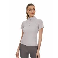 China Pink Gray Nylon Horse Riding Base Layer Top Women Equestrian Clothing for sale