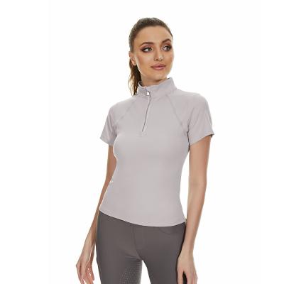 China Pink Gray Nylon Horse Riding Base Layer Top Women Equestrian Clothing for sale