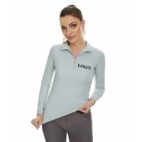 China Half Zipper Quick Dry Equestrian Long Sleeve Shirt Horse Riding Show Base Layer Tops for sale