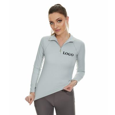 China Half Zipper Quick Dry Equestrian Long Sleeve Shirt Horse Riding Show Base Layer Tops for sale