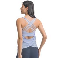 China Multi Straps Cross Back Sports Bra Cool Breathable Yoga Tank Top With Removable Cup for sale