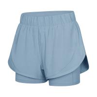 China Adjustable Waist High Stretchy Yoga Pocket Shorts Anti Glare Sports Pants Built - In Shorts for sale