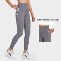 China Athletic Ladies Pocket Yoga Pants High Waist Running Tights Breathable Elastic for sale
