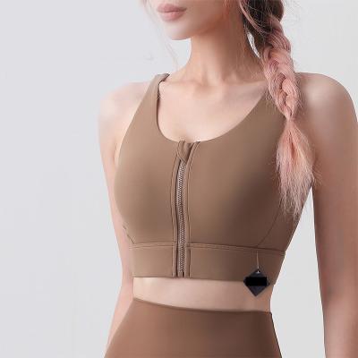 China Nude Cross Back Sports Bra Yoga Top Gym Fitness Vest Quick Drying for sale