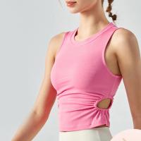 China Side Waist Hollowed Out Ladies Yoga Vest Sports Underwear Fitness Clothes Top for sale