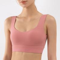 China Pink Soft Sports Underwear Nylon Women Light Fitness Yoga Bra for sale