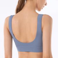 China Blue U Shape Neck Sports Bra Women's Stretch Yoga Bra Spandex for sale