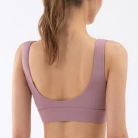 China Blue U Shape Neck Sports Bra Women's Stretch Yoga Bra Spandex for sale