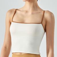 China Polyester Contrast Women With Cushion Summer Wear Suspenders Fitness Top for sale