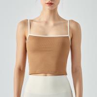 China Polyester Contrast Women With Cushion Summer Wear Suspenders Fitness Top for sale