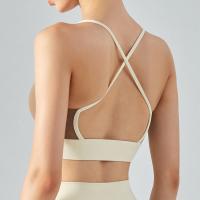 China Color contrast sports bra shockproof Female Yoga vest bra with bra pad for sale