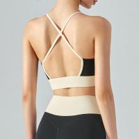 China Color contrast sports bra shockproof Female Yoga vest bra with bra pad for sale