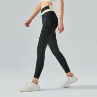 China Color contrast Yoga Pants women's high waist nylon trackless fitness leggings for sale
