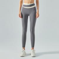 China Color contrast Yoga Pants women's high waist nylon trackless fitness leggings for sale