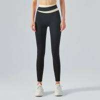 China Color contrast Yoga Pants women's high waist nylon trackless fitness leggings for sale
