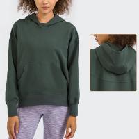 China Simple Yoga Casual Loose Drop Shoulder Pullover Hooded Sweater Women for sale