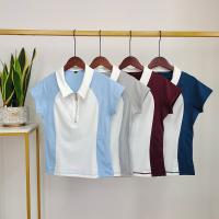 China Stitching Contrast Color Horse Riding Tops Polo T Shirts Short Sleeve Base Layer for sale