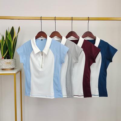 China Stitching Contrast Color Horse Riding Tops Polo T Shirts Short Sleeve Base Layer for sale