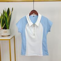 China Stitching Contrast Color Horse Riding Tops Polo T Shirts Short Sleeve Base Layer for sale