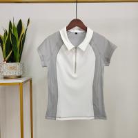 China Stitching Contrast Color Horse Riding Tops Polo T Shirts Short Sleeve Base Layer for sale