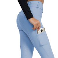 China Light Blue Anti Pilling Women Horse Riding Pants Equestrian Clothes for sale