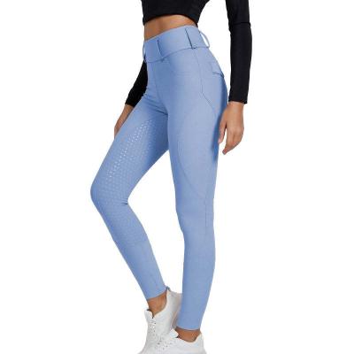 China Light Blue Anti Pilling Women Horse Riding Pants Equestrian Clothes for sale