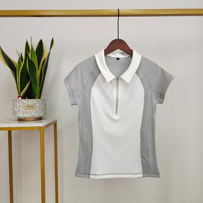 China Stitching Contrast Color Horse Riding Polo T Shirts Short Sleeve Base Layer for sale