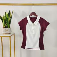 China Stitching Contrast Color Horse Riding Polo T Shirts Short Sleeve Base Layer for sale