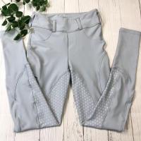 China Silver Gray Breeches Women Horse Riding Tights 280gsm Custom Logo for sale