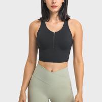 China Front Zip Womens Sports Bra High Elastic Breathable Tank Top With Fixed Pad for sale