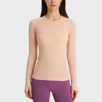 China Ladies Long Sleeve Jacquard Horse Riding Tops Round Neck Sports T - Shirt Workout for sale