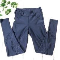 China Quick Dry Full Seat Silicone Breeches Navy Blue Children's Equestrian Training Pants for sale