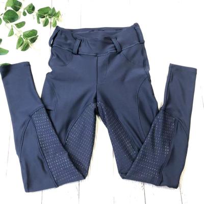 China Quick Dry Full Seat Silicone Breeches Navy Blue Children's Equestrian Training Pants for sale