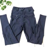 China Quick Dry Full Seat Silicone Breeches Navy Blue Children's Equestrian Training Pants for sale