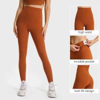 China High Waist Nude Yoga Training Capri Pants With Hidden Side Pockets for sale